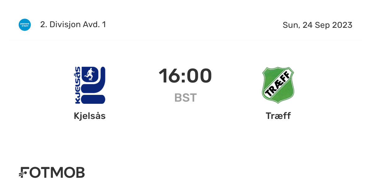 Kjelsås vs Træff - live score, predicted lineups and H2H stats.