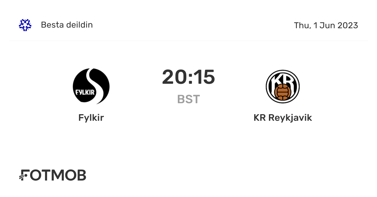 Fylkir vs KR Reykjavik - live score, predicted lineups and H2H stats.