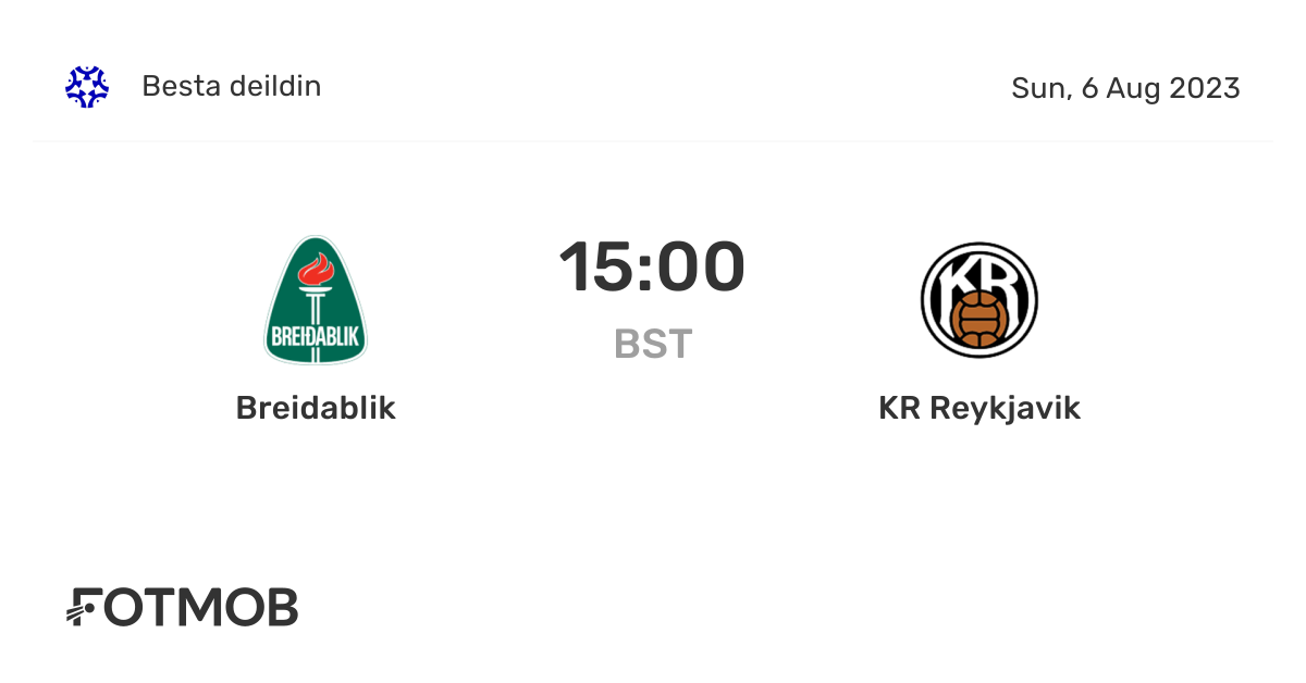 Breidablik vs KR Reykjavik - live score, predicted lineups and H2H stats.