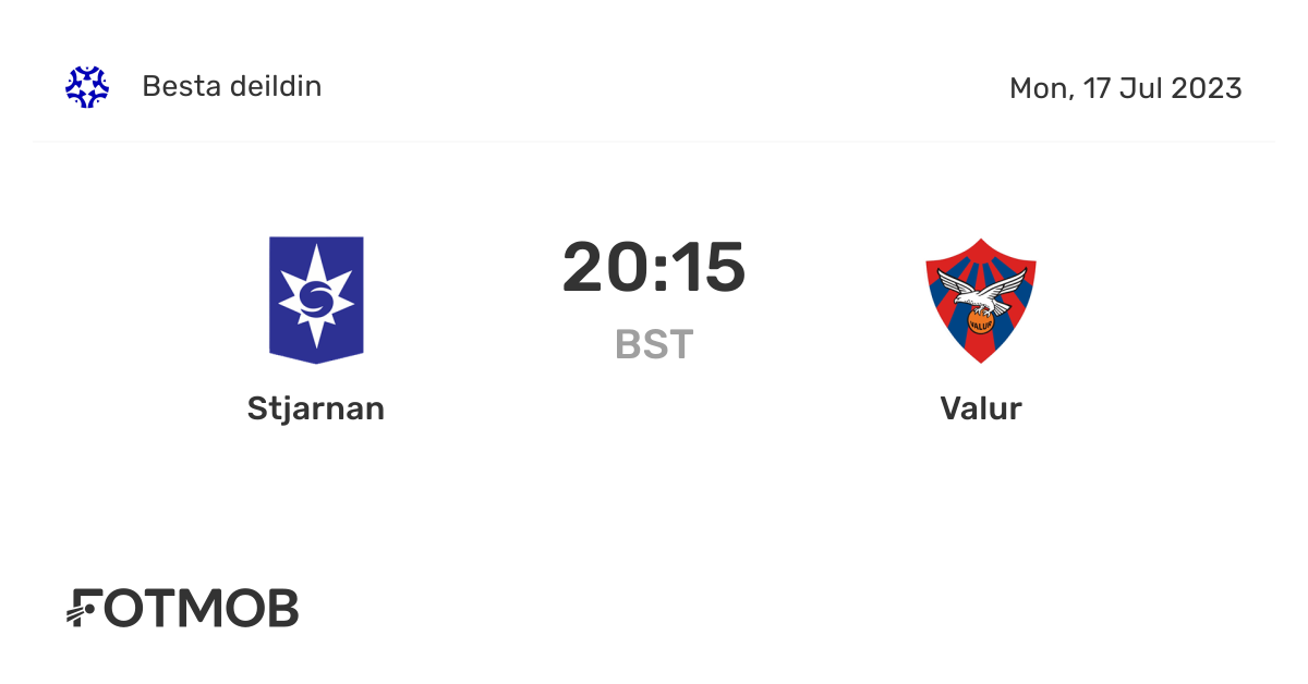 Stjarnan vs Valur - live score, predicted lineups and H2H stats.
