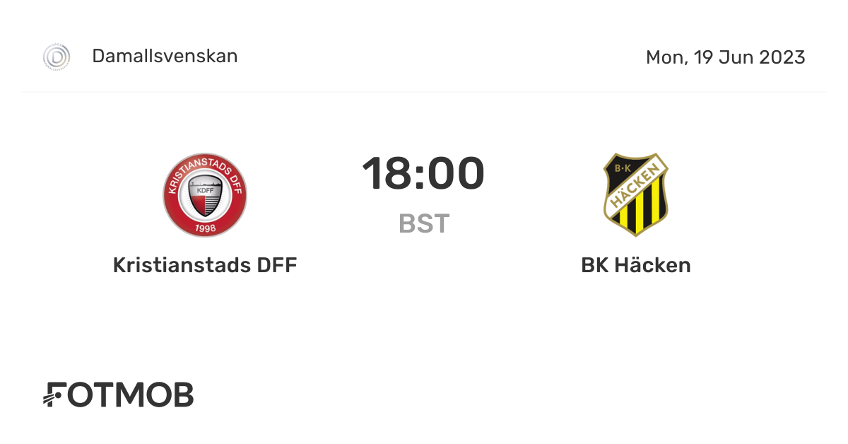 Kristianstads DFF vs BK Häcken - live score, predicted lineups and H2H stats.