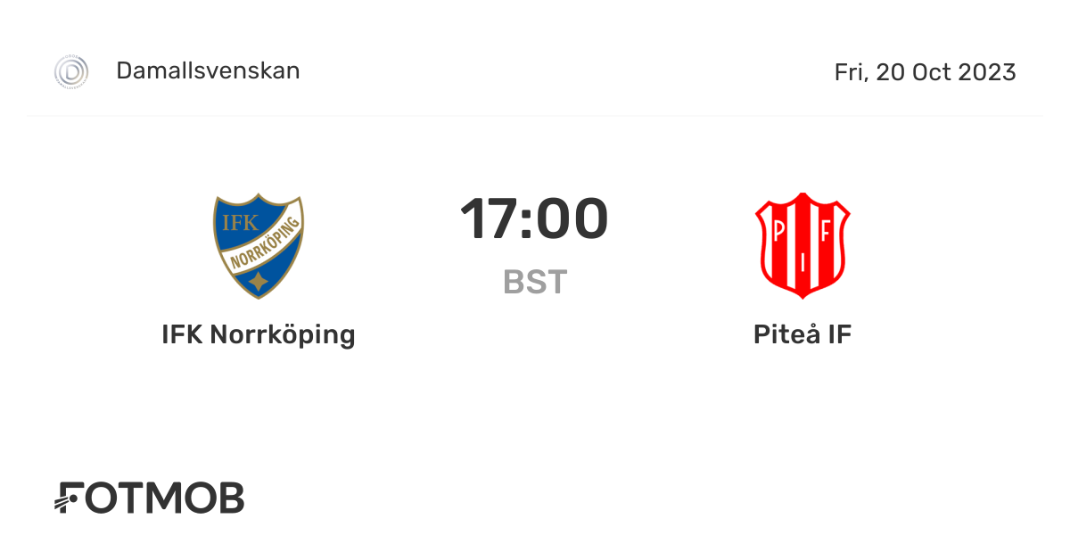 IFK Norrköping vs Piteå IF - live score, predicted lineups and H2H stats.