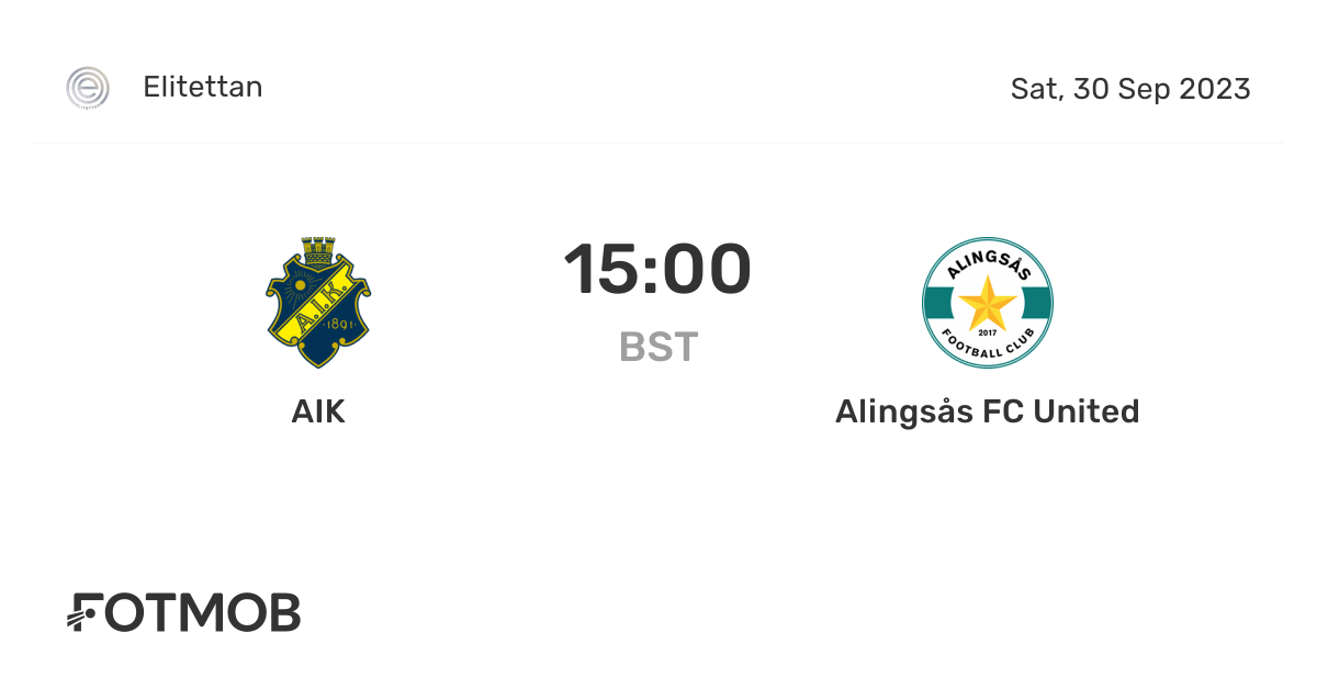 AIK vs Alingsås FC United - live score, predicted lineups and H2H stats.