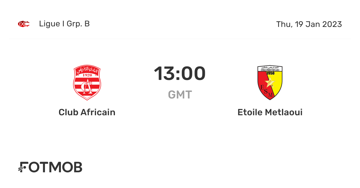 Club Africain vs Etoile Metlaoui - live score, predicted lineups and ...