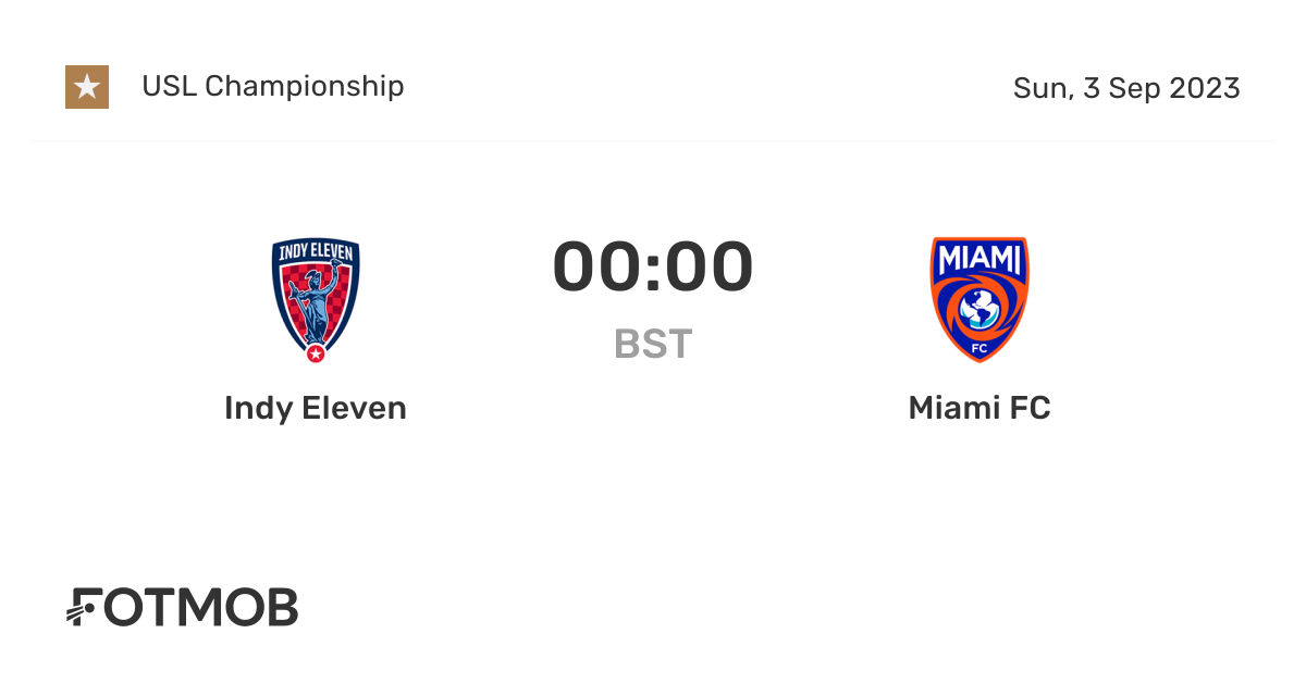 Indy Eleven vs Miami FC - live score, predicted lineups and H2H stats.