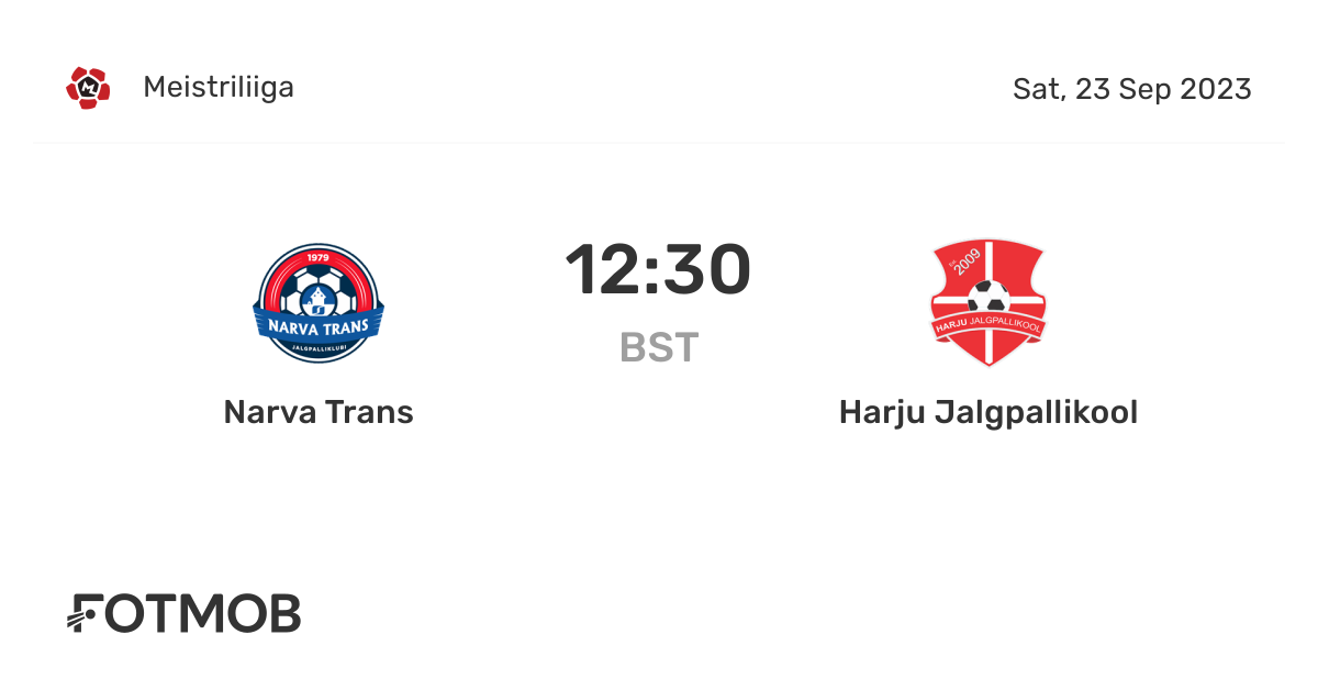 Narva Trans vs Harju Jalgpallikool - live score, predicted lineups and ...