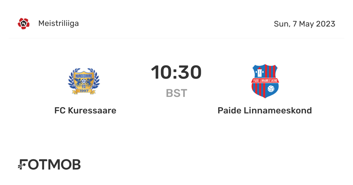 FC Kuressaare vs Paide Linnameeskond - live score, predicted lineups ...