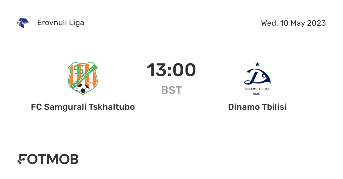 FC Samgurali Tskhaltubo vs Dinamo Tbilisi - live score, predicted ...