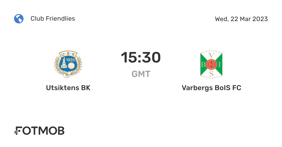 Utsiktens BK vs Varbergs BoIS FC - live score, predicted lineups and H2H stats.