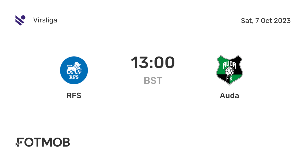 RFS vs Auda - live score, predicted lineups and H2H stats