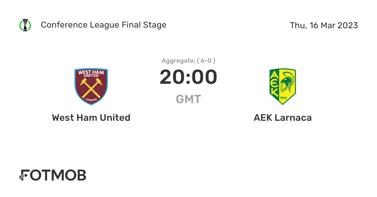 West Ham United vs AEK Larnaca - live score, predicted lineups and H2H stats