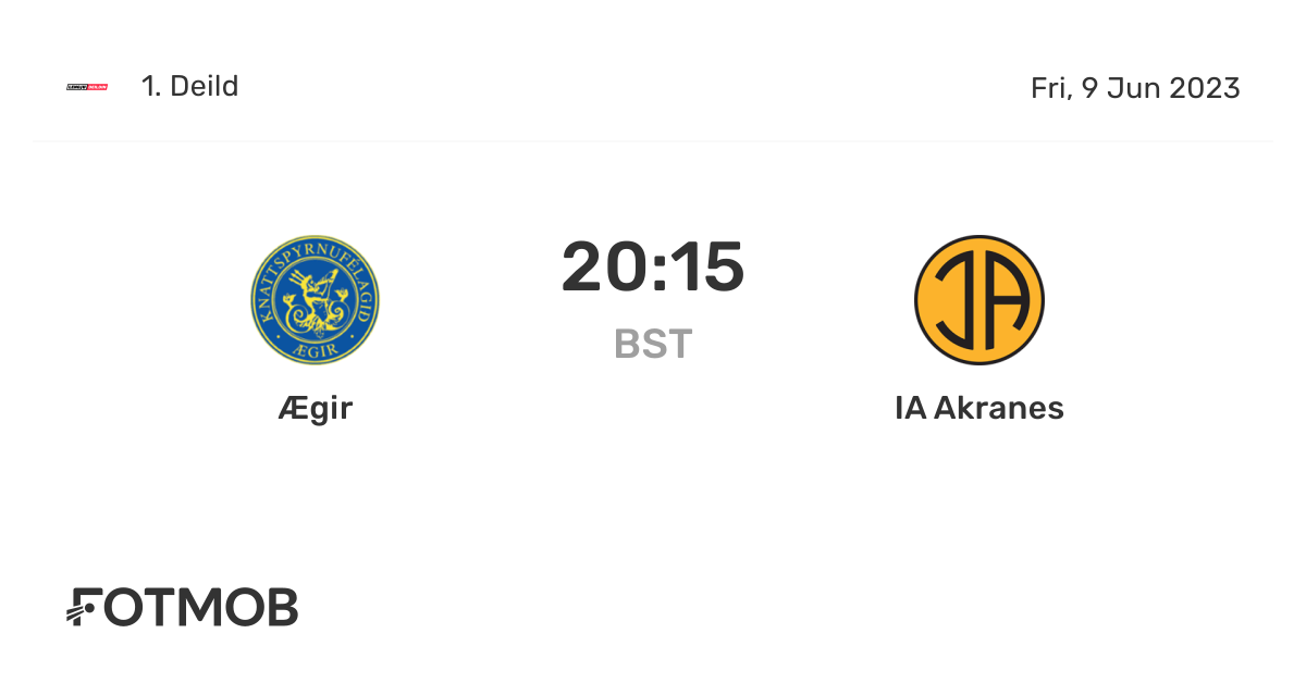 Ægir vs IA Akranes - live score, predicted lineups and H2H stats.