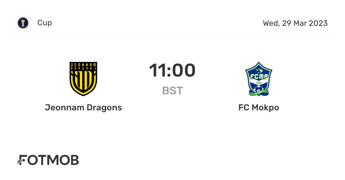 Jeonnam Dragons vs FC Mokpo - live score, predicted lineups and H2H stats