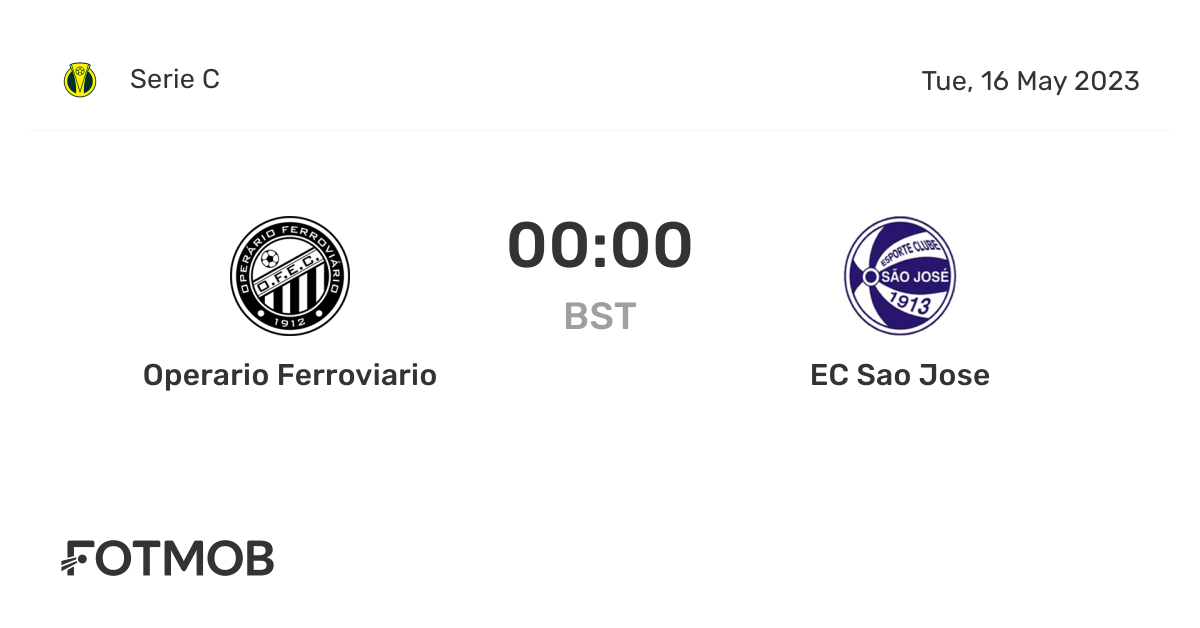 Operario Ferroviario vs EC Sao Jose - live score, predicted lineups and ...