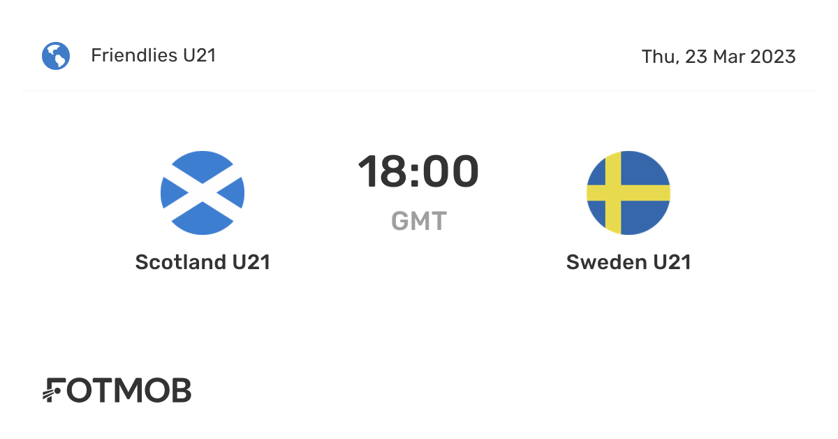 Scotland U21 vs Sweden U21 - live score, predicted lineups and H2H stats.