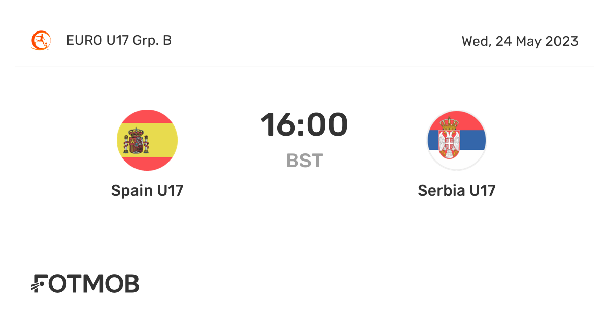 Spain U17 vs Serbia U17 - live score, predicted lineups and H2H stats.