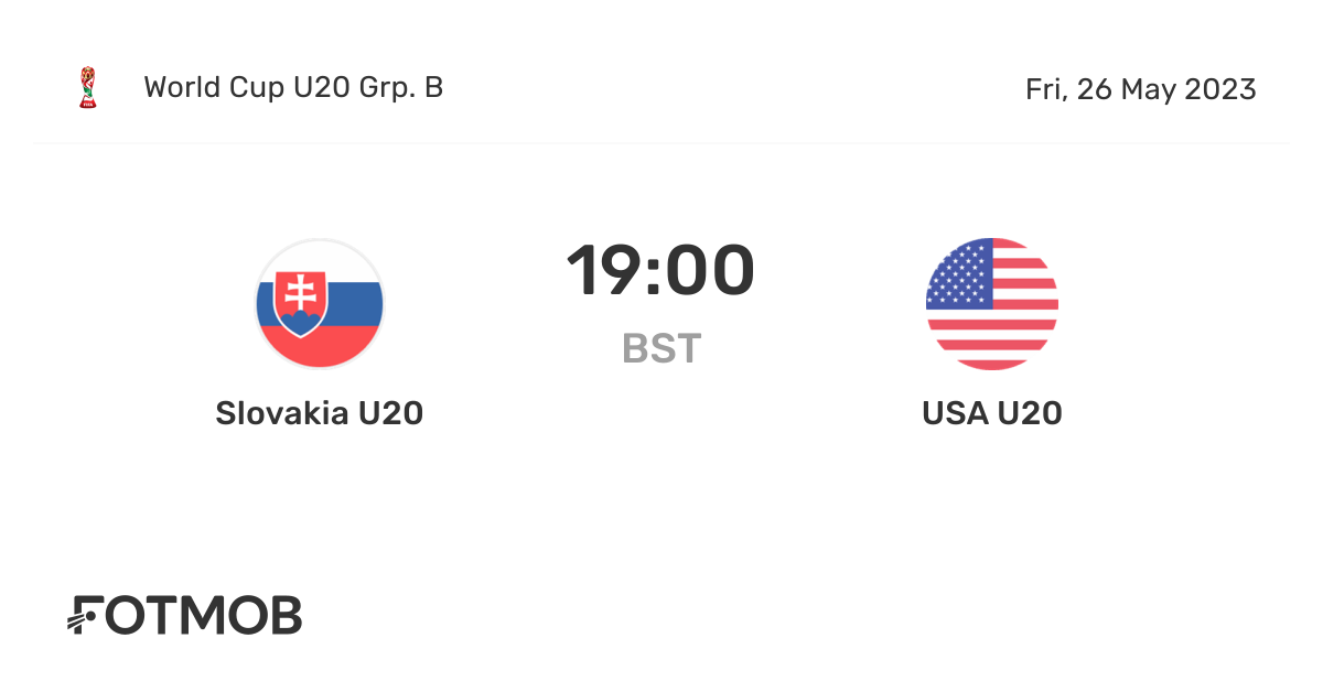 Slovakia U20 vs USA U20 - live score, predicted lineups and H2H stats.