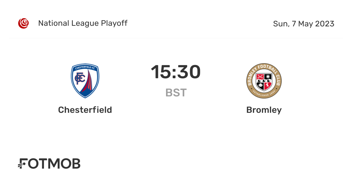 Chesterfield vs Bromley - live score, predicted lineups and H2H stats.