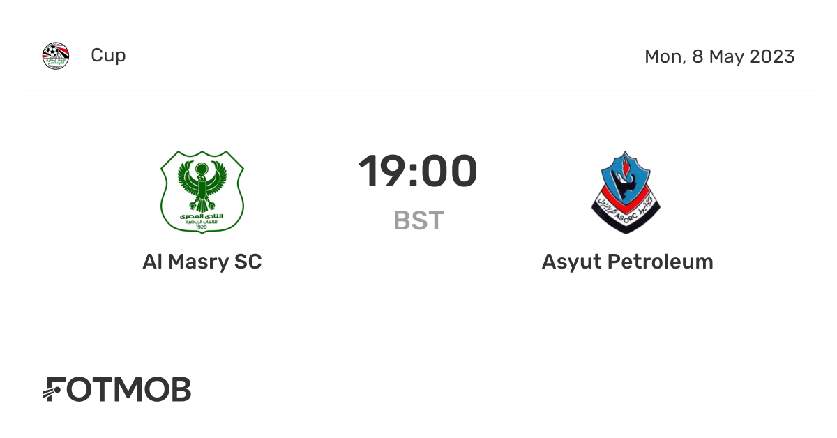 Al Masry SC vs Asyut Petroleum - live score, predicted lineups and H2H stats.