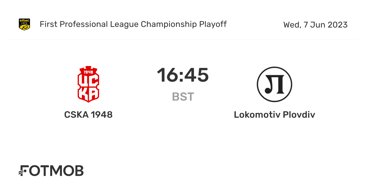 CSKA 1948 vs Lokomotiv Plovdiv - live score, predicted lineups and H2H stats.
