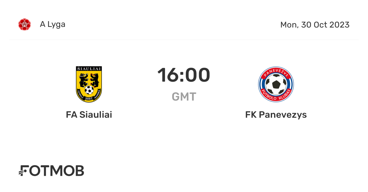 FA Siauliai vs FK Panevezys - live score, predicted lineups and H2H stats