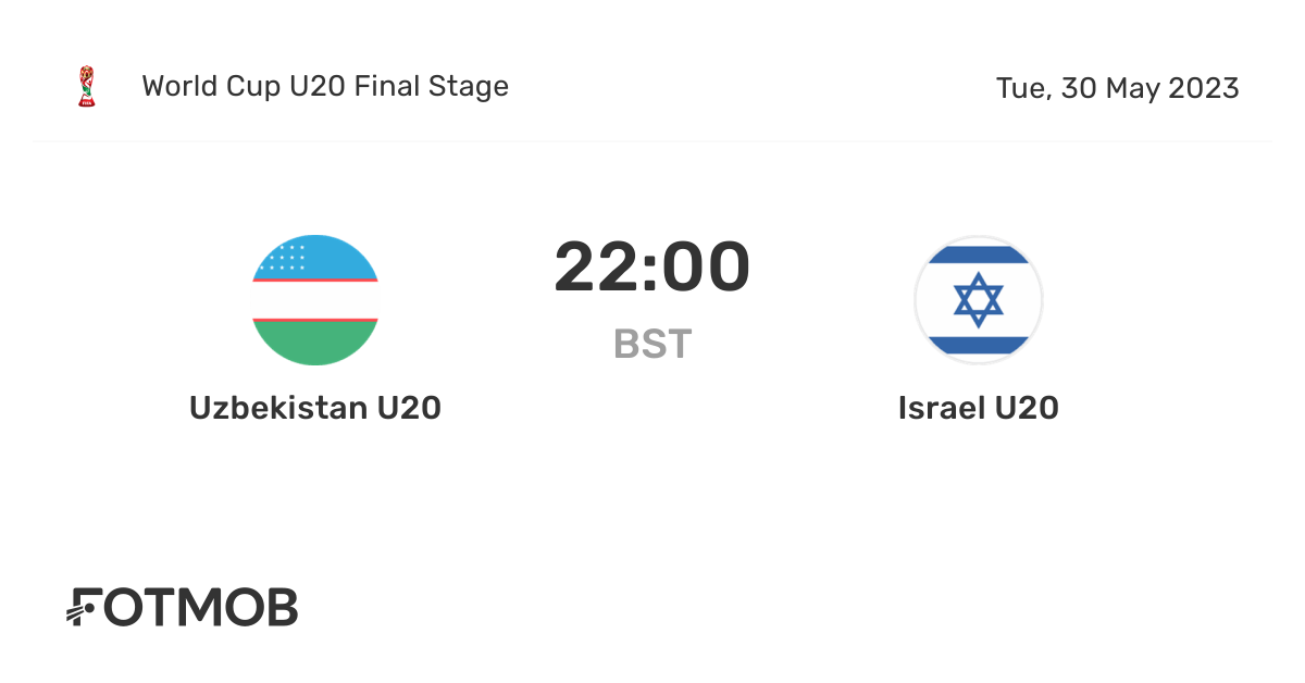 우즈베키스탄 U20 대 Israel U20 실시간 점수 예상 스타팅 라인업 및 H2h 통계