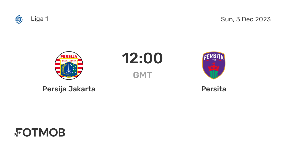 Persija Jakarta vs Persita - live score, predicted lineups and H2H stats.
