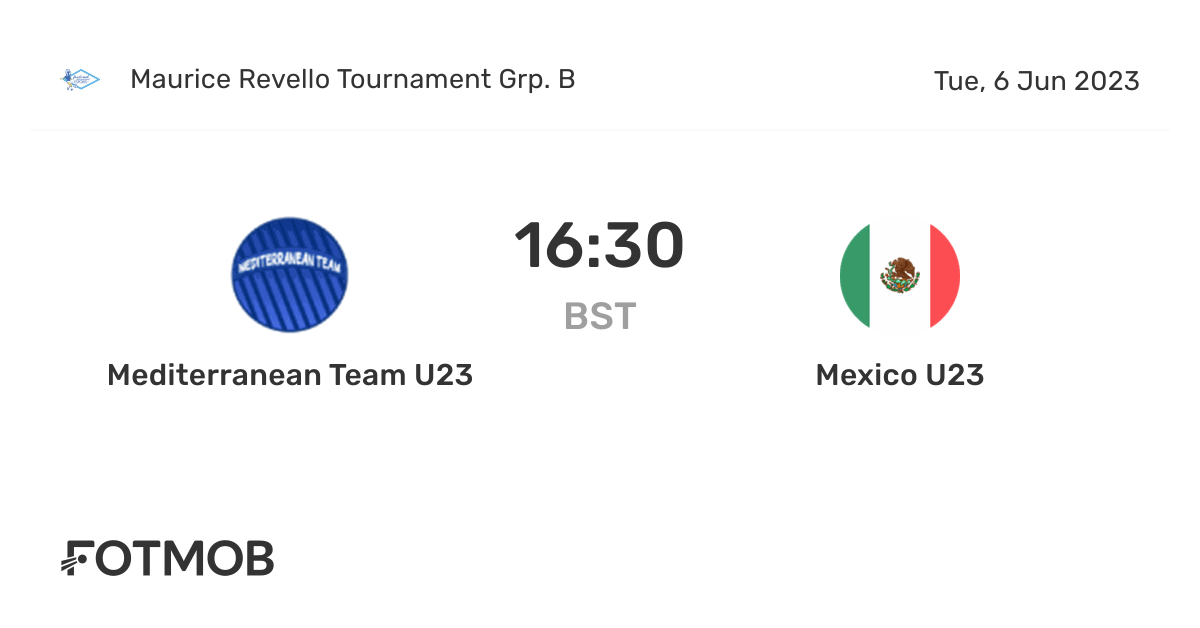 Mediterranean Team U23 vs Mexico U23 - live score, predicted lineups and H2H stats.