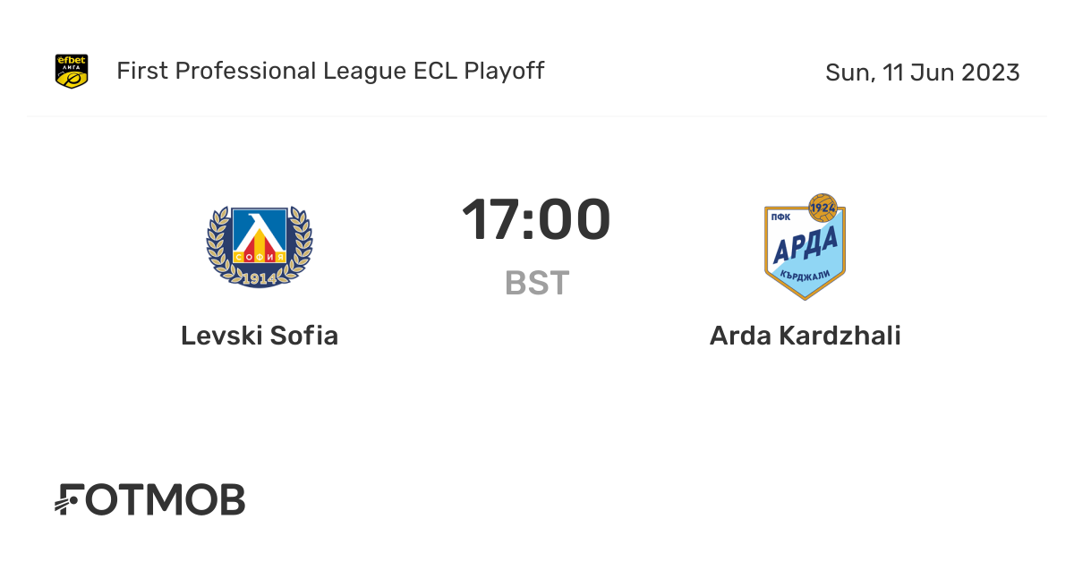 Levski Sofia vs Arda Kardzhali - live score, predicted lineups and H2H stats.