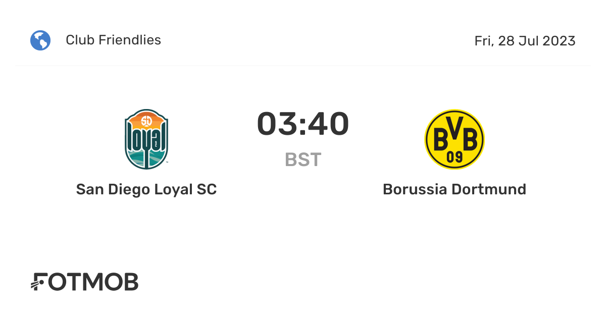 San Diego Loyal SC vs Borussia Dortmund - live score, predicted lineups and H2H stats