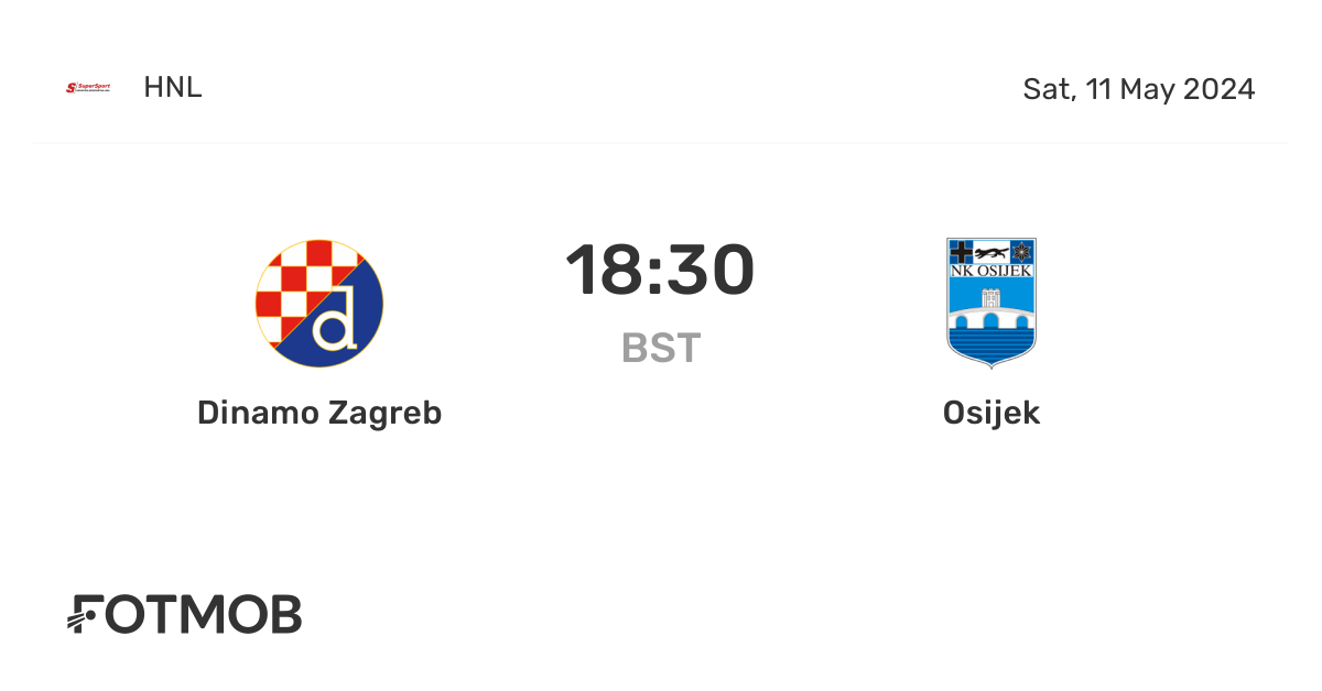 Dinamo Zagreb vs Osijek - live score, predicted lineups and H2H stats