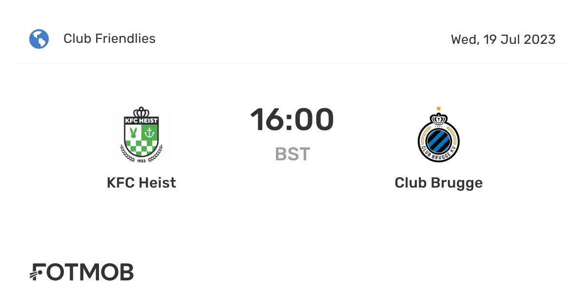 KFC Heist vs Club Brugge - live score, predicted lineups and H2H stats.