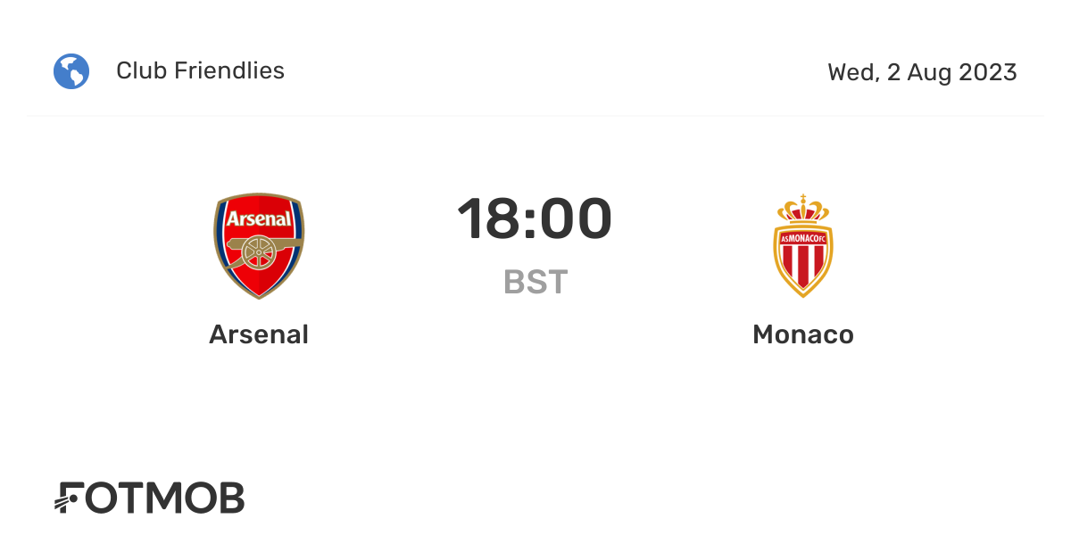 Arsenal vs Monaco - live score, predicted lineups and H2H stats