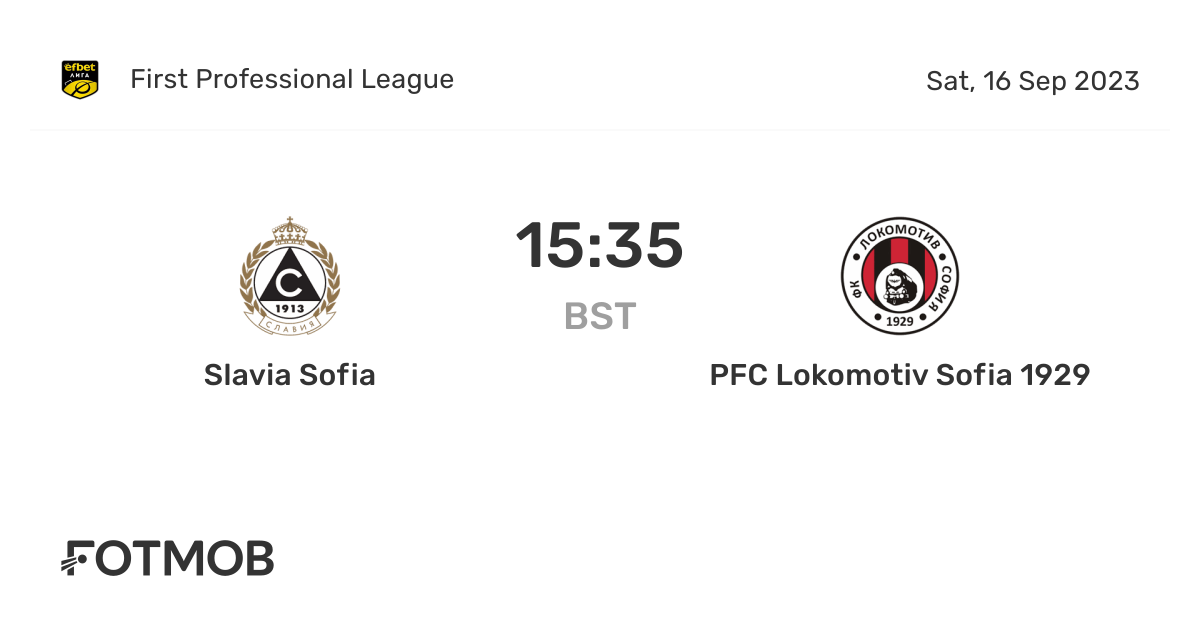 Slavia Sofia vs PFC Lokomotiv Sofia 1929 - live score, predicted lineups and H2H stats.