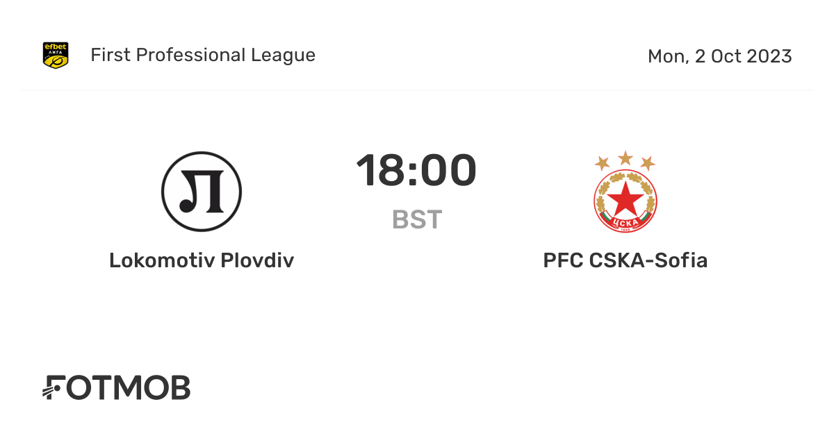 Lokomotiv Plovdiv vs PFC CSKA-Sofia - live score, predicted lineups and H2H stats.