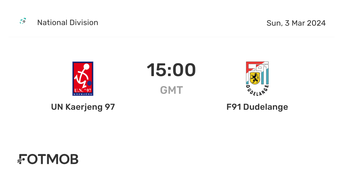 UN Kaerjeng 97 vs F91 Dudelange - live score, predicted lineups and H2H stats