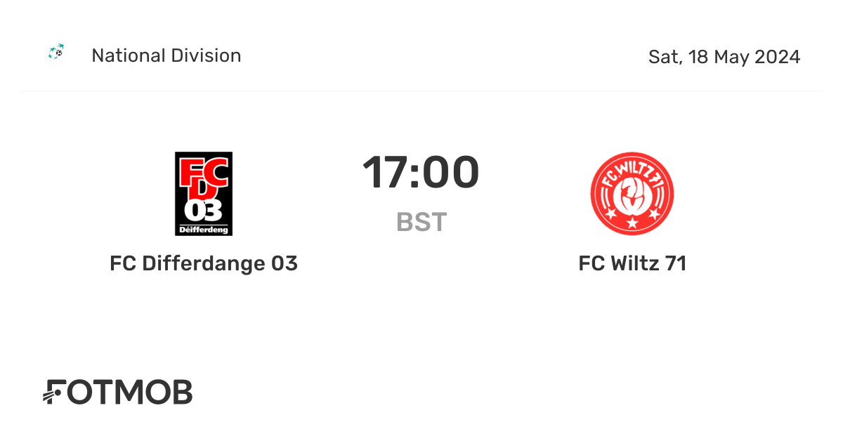 FC Differdange 03 vs FC Wiltz 71 - live score, predicted lineups and ...