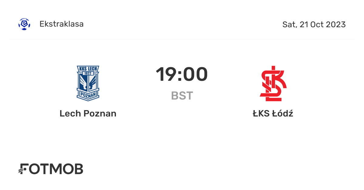 Lech Poznan vs LKS Lodz - live score, predicted lineups and H2H stats.