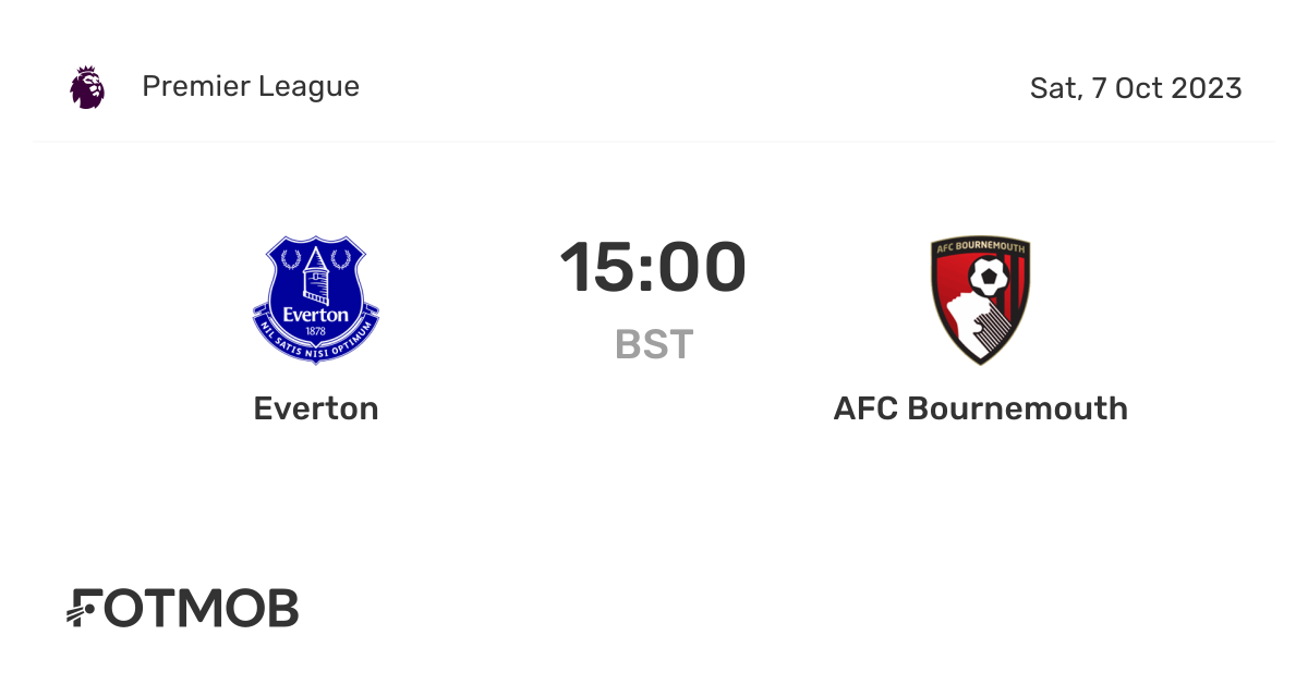 Everton vs AFC Bournemouth - live score, predicted lineups and H2H stats.