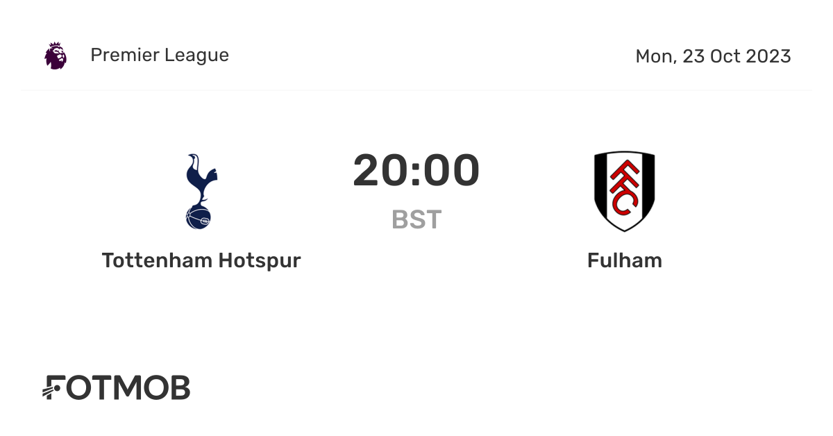 Tottenham Hotspur vs Fulham - live score, predicted lineups and H2H stats.