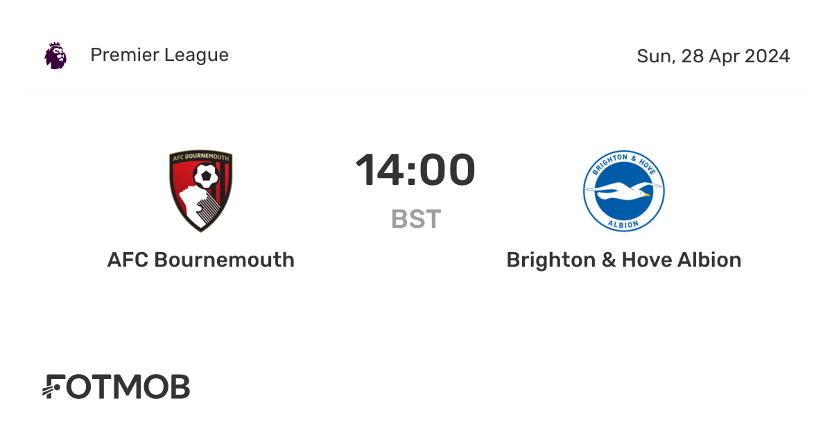 Afc Bournemouth 대 Brighton And Hove Albion 실시간 점수 예상 스타팅 라인업 및 H2h 통계