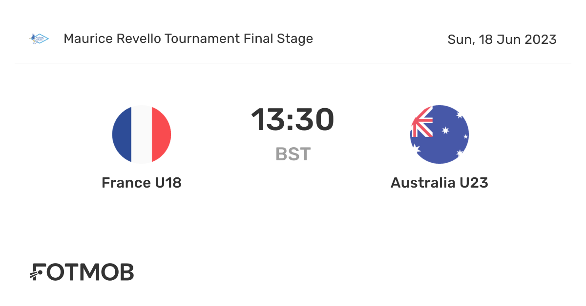 France U18 vs Australia U23 - live score, predicted lineups and H2H stats