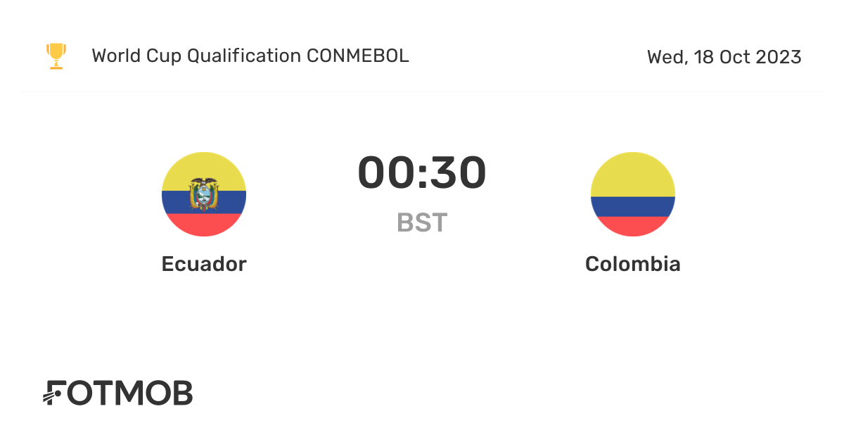 Ecuador vs Colombia - live score, predicted lineups and H2H stats.