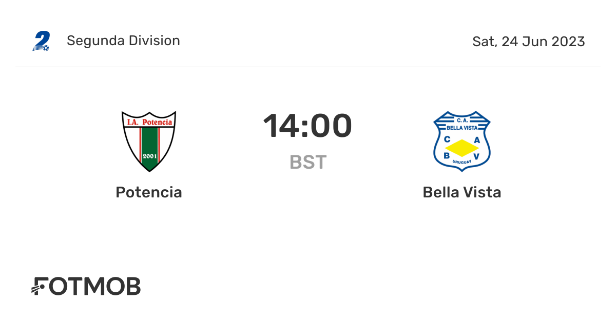 Potencia vs Bella Vista - live score, predicted lineups and H2H stats.