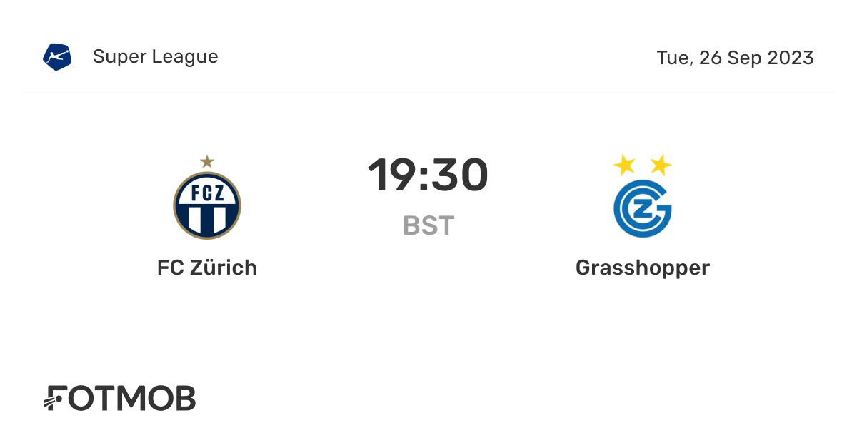 FC Zürich vs Grasshopper - live score, predicted lineups and H2H stats.