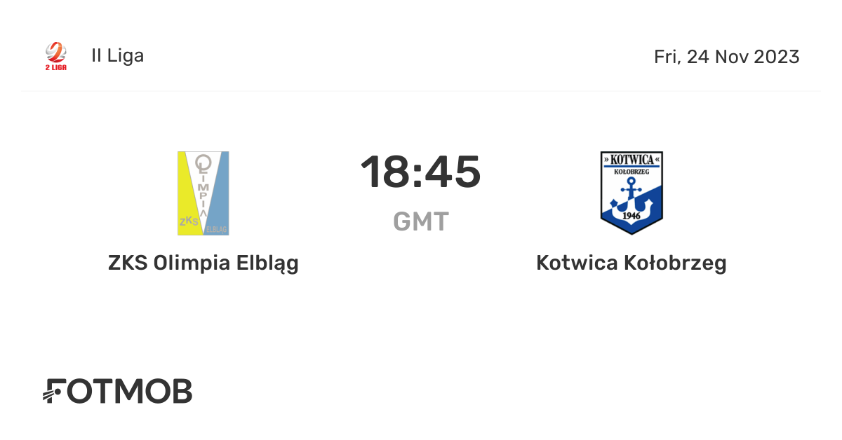 ZKS Olimpia Elbląg vs Kotwica Kołobrzeg - live score, predicted lineups ...