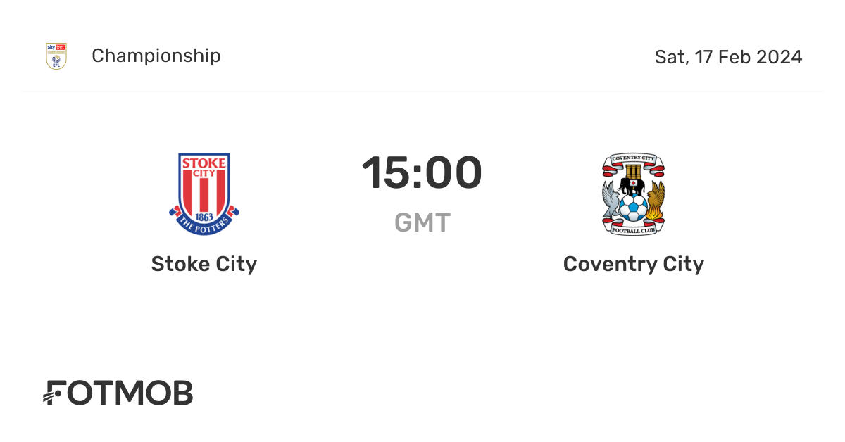 Stoke City vs Coventry City - live score, predicted lineups and H2H stats