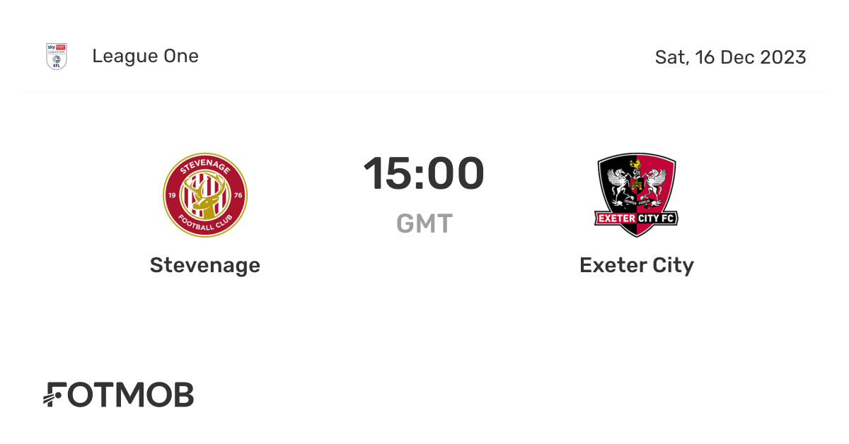 Stevenage vs Exeter City - live score, predicted lineups and H2H stats.