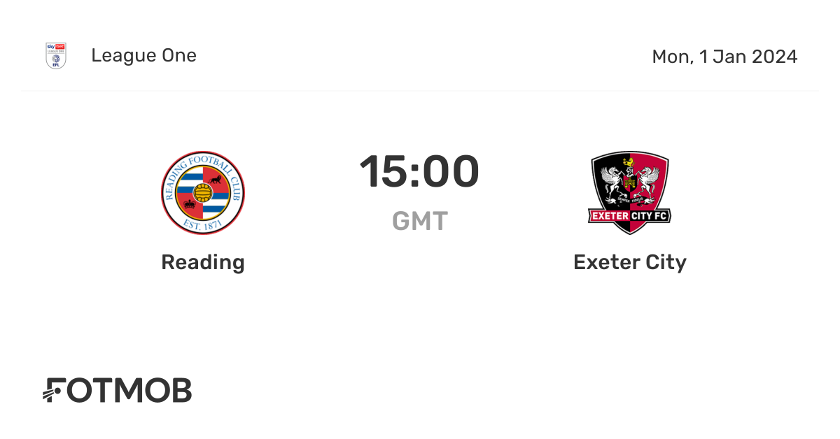 Reading vs Exeter City - live score, predicted lineups and H2H stats