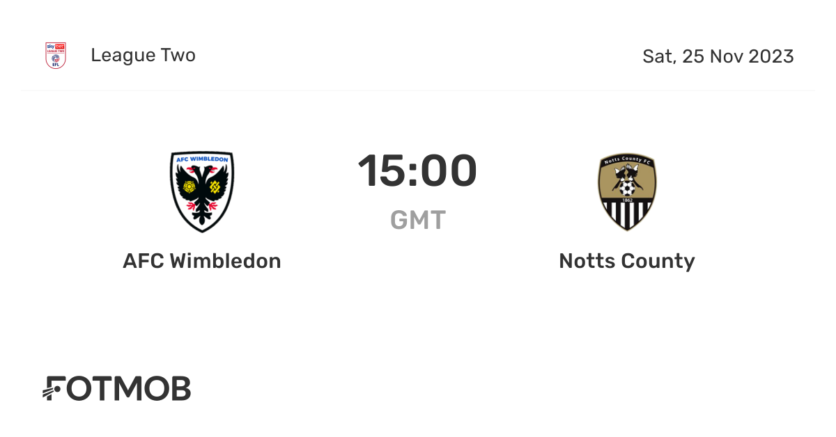AFC Wimbledon vs Notts County - live score, predicted lineups and H2H ...